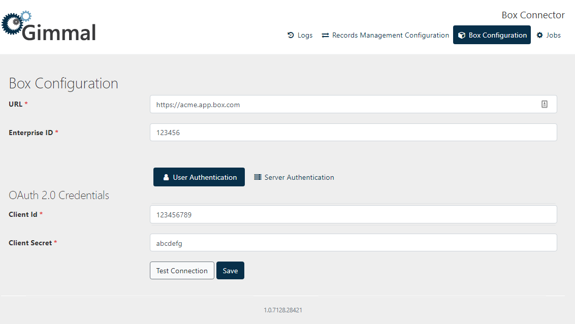 Box Connector Configuration