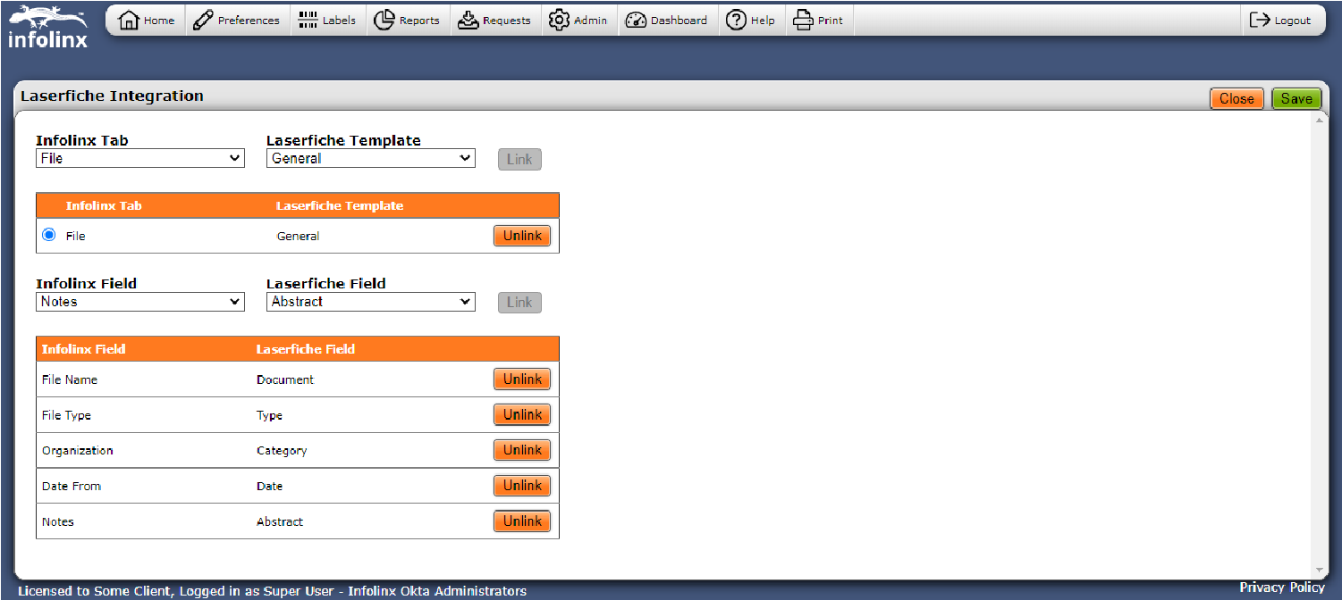 User Guide for Laserfiche Integration