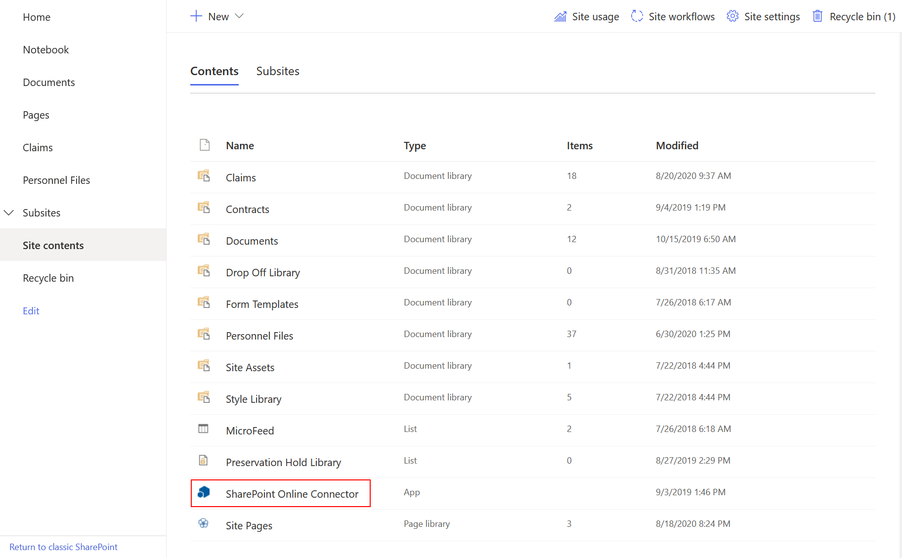 SharePoint Online Connector Configuration