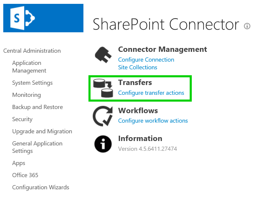 Creating Transfer and Workflow Actions